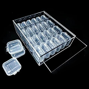 ALIAOER Small Plastic Containers with Lids Clear Plastic Favor Storage Jars,for Items,Earplugs,Pills,Tiny Bead,Jewelry Findings,24 Packs,150*110*45mm