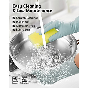 Bakpoco Tri-Ply Stainless Steel Pan with Lid, 12 inch Frying Pan Fully Clad Sauté Pan Induction-Ready Skillet Up to 600℉, 18/10 Stainless Steel Clad Pan with Copper Handle