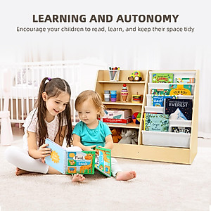 OOOK Montessori Bookshelf and Toy Organizer, Kids Bookshelf with Spacious Storage and Big Display Bookshelf, Nursery Book Shelves for Kids Rooms Ideal for Child Growth