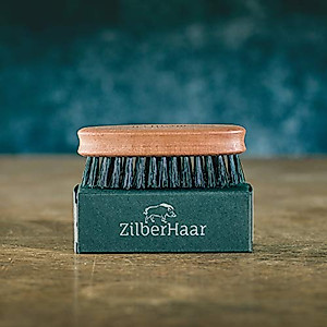 ZilberHaar Pocket Mustache and Beard Brush - Stiff Boar Bristles Small Brush - Perfect Beard Grooming Tool - Relieves beard itch - Short and Medium - Made In Germany