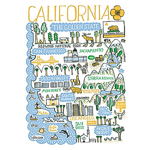 Allport Editions Statescapes California Kitchen Towel - 100 Percent Cotton Kitchen Dish Towel, One Size (T2953)