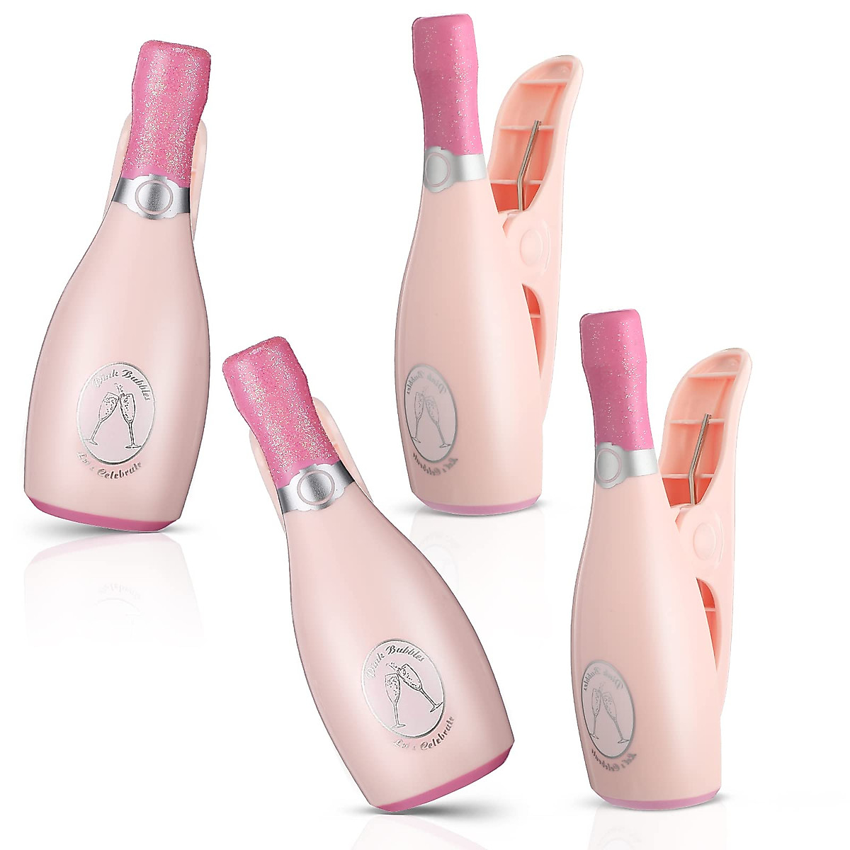 4 Packs Beach Towel Clips for Chairs Colorful Champagne and Margarita Glass Clips Holder Clothes Pegs for Summer Patio and Pool Cruise Lounger Accessories (Champagne)