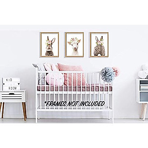 EPHANY Baby Animal Posters and Prints Rabbite Piglet Deer Fox Canvas Painting Nursery Pig Wall Art, Piglet Print Wall Art Nordic Picture Kids Room Decoration YMX013 (12"X16"(30x40cm))