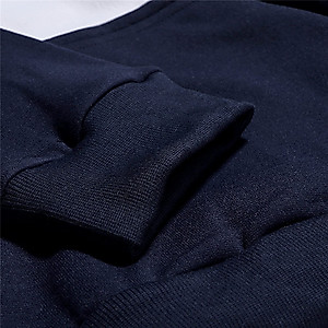 Maiyifu-GJ Men's Patchwork Slim Fit Hoodies Color Block Sport Hooded Sweatshirt Long Sleeve Contrast Color Pullover Hoodie (Dark Blue,4X-Large)