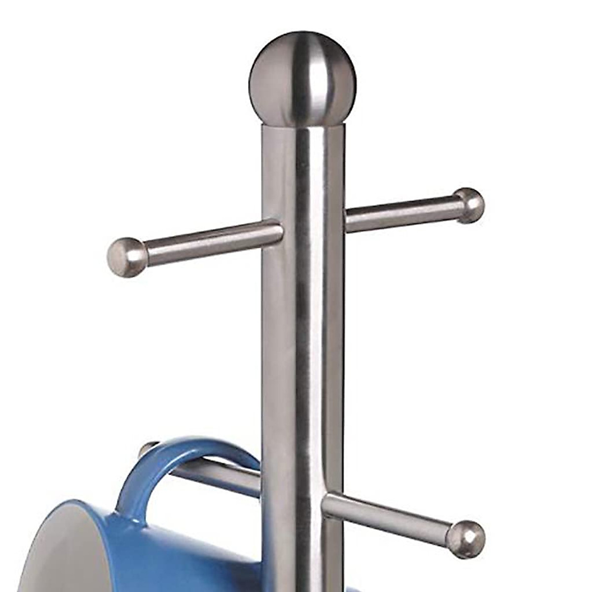 6 Cup Mug Tree Holder Tabletop Coffee Tea Kitchen Storage Rack Silver With Non-Sip Base Drinkware Shelf For Home Kitchen Mug Rack Tree Stainless Steel Countertop Stand Cabinet Holder Shelf Coffee Cup