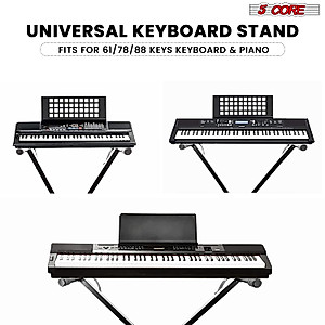 5 CORE Keyboard Stand Single X Style Adjustable Digital Electric Piano Riser Durable & Sturdy Music Synthesizer Holder Stands - 61 76 88 Keys KS1XBLK