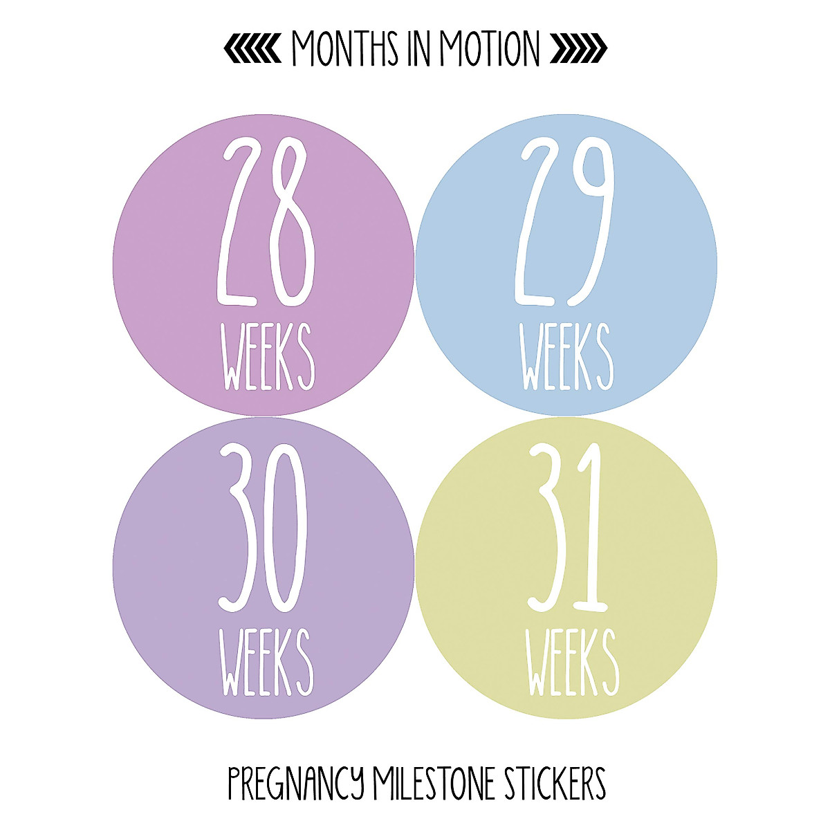 Months In Motion Weekly Pregnancy Growth Sticker | Week to Week Pregnant Expecting Photo Prop | Maternity Keepsake | Baby Bump | Weekly Stickers Photo (Set of 36 Stickers)