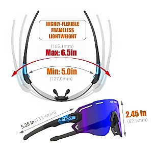 RT100 wrap around frameless Cycling Triathlon Volleyball Blue Sunglasses Women Men