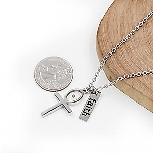 Uloveido Stainless Egyptian Ankh Cross Necklace Faith Jewerly Mustard Seed Pendant Christian Graduation Gifts Y559 (Oval Cross)