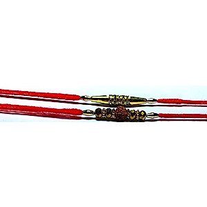 IndiaBigShop Rudraksh Design Rakhi with Stone Design For Raksha Bandhan Festival for Best gift for Brother