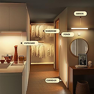 LED Motion Sensor Cabinet Light - Under Cabinet Lights 40 LED Rechargeable Battery Operated Under Counter Closet Lighting,Magnetic Wireless Closet Lights for Wardrobe,Kitchen,Stairs, Hallway (2 Pack)