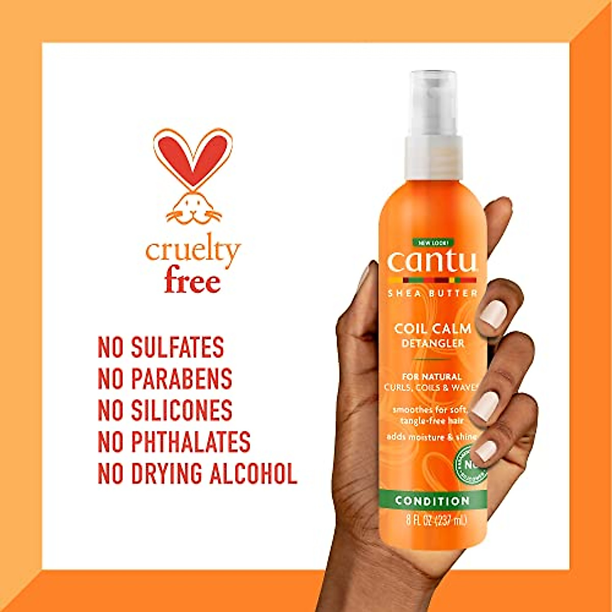 Cantu Coil Calm Detangler with Shea Butter for Natural Hair, 8 fl oz (Packaging May Vary)
