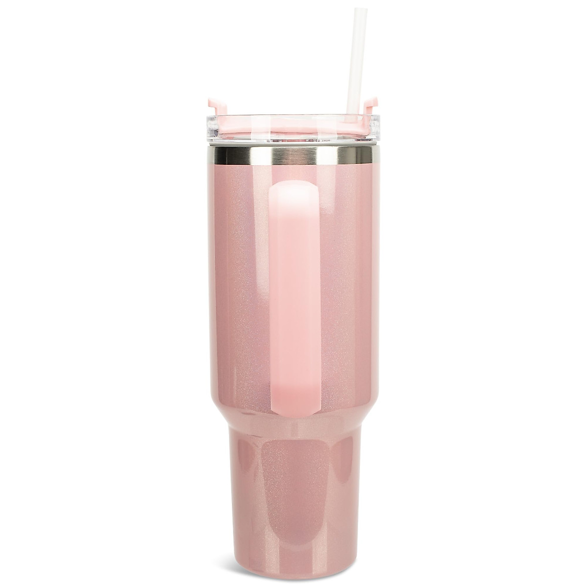 Elanze Designs I Drink Coffee Like A Gilmore Girl 40 oz. Stainless Steel, Large Water Bottle Coffee Mug, Spill & Leak Resistant, Thermal Travel Tumbler with Handle, Lid & Straw, Pale Pink