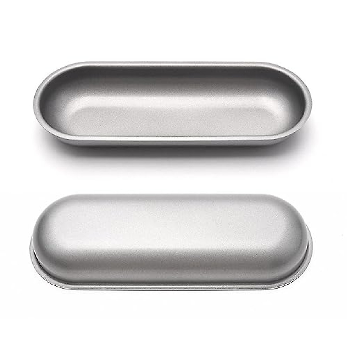 Alunsito Set of 2 Hot Dog Molds, 7 Inch Long Bread Non-Stick Toast Mold for Oven Baking, Carbon Steel Cake Pan, Hotdog-shaped Baking Mold for Home and Kitchen, Silver