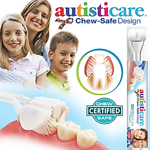 autisticare Chew-Safe | Sensory 3-Sided Toothbrush for Special Needs| Extra Gentle | Fast, Easy & Fun to Use | Autism Autistic Asperger Kids Child Caregiver | Made in USA