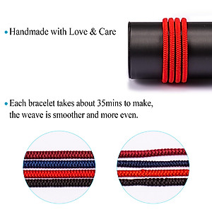ASEWIHA Tibetan Lucky Red String Woven Bracelet for Protection Men Women Good Luck Red Thread Bracelet Handmade Knots Red Black Cord Rope Bracelet Adjustable,E