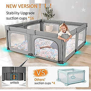 Baby Playpen,79"x59" Foldable Baby Playard for Babies and Toddlers, Large Baby Play Pen with Zipper Door,Foldable Design for Indoor & Outdoor Baby Play Yard Center,Baby Fence Play Area(C.Grey)