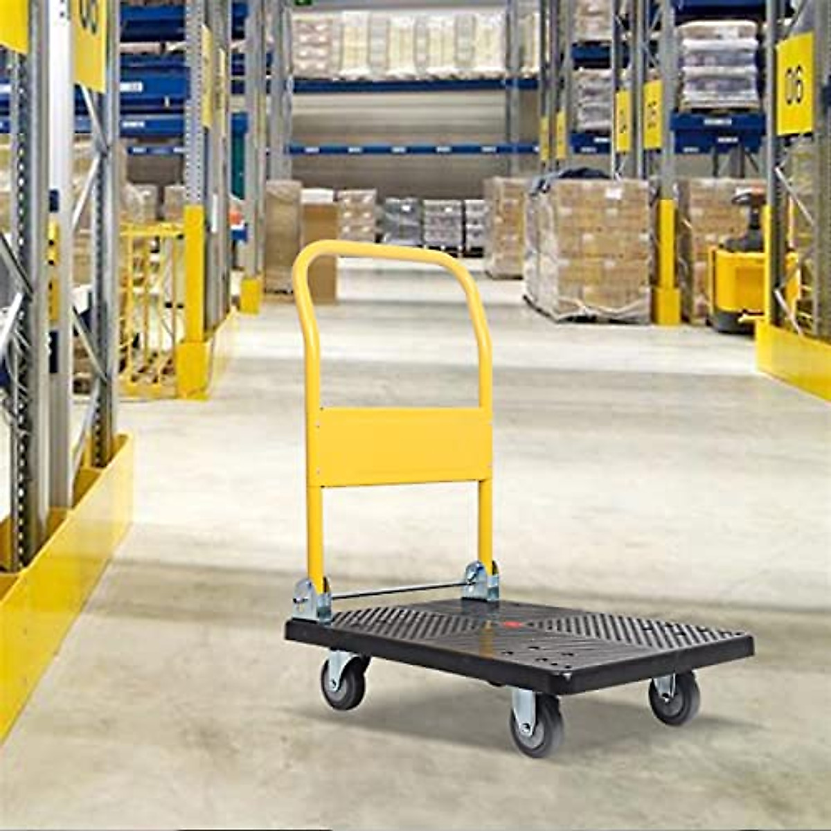 Foldable Platform Truck,Platform Hand Truck is Foldable with Swivel Casters and High Capacity for Loading and Storage,for Home, Garage, Office (Color : Thickened, Size : 73 * 48cm)
