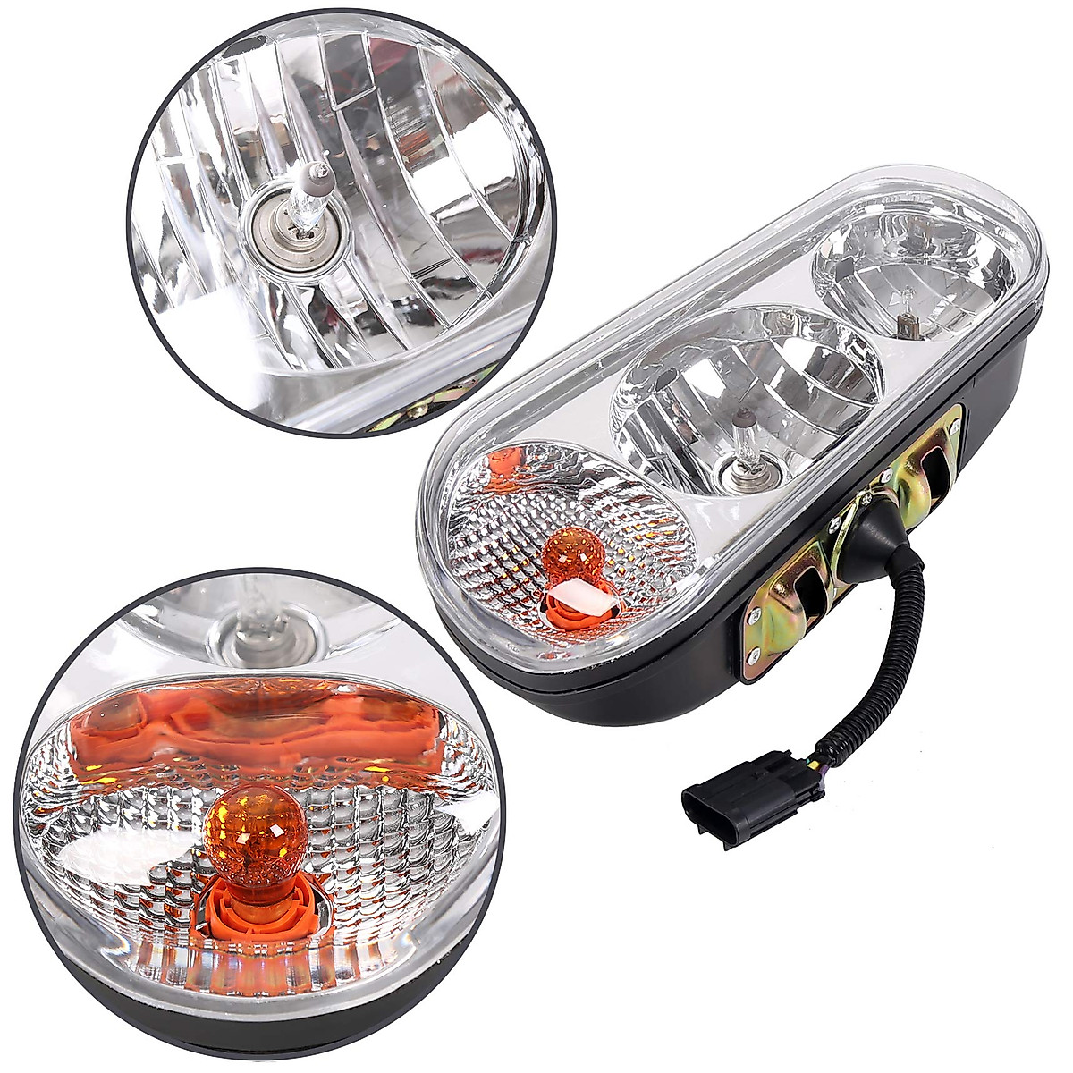ECOTRIC  Universal Halogen Snow Plow Lights Kit Compatible with Boss Western Meyer Blizzard Curtis Snowdog