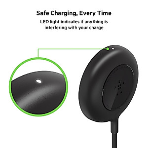 Belkin 7.5W Magnetic Portable Wireless Charger Pad, Magsafe Compatible, iPhone 14, 13, 12, 11, XS Max, X, 8, 7, 6s, 6, Plus - 6.6ft/2M Long Cable