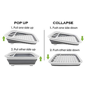 Ahyuan Collapsible Dish Drying Rack Portable Dinnerware Drainer Organizer for Kitchen RV Campers Travel Trailers Space Saving Kitchen Storage Rack Tray (Normal)
