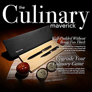 Chef Knife Bag Travel Folder Knife Case | 4 Pockets for Knives & Kitchen Tools | Special Slot for Honing Rod | Camp Chef Accessories | Durable Knife Holder for Chefs & Culinary Students (Black)