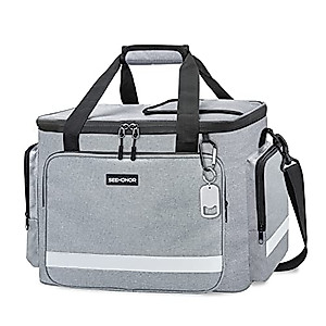 30/60 Can Soft Sided Cooler Bag Insulated Leak Proof Collapsible Cooler Portable Travel Tote with Reflective Strip, Large Lunch Camping Cooler for Picnic, Beach and Road Trips