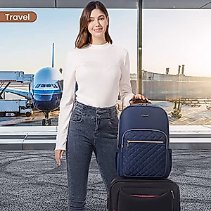 LOVEVOOK Laptop Backpack for Women, Quilted Business Travel 15.6-inch Computer Bag, Doctor Nurse Backpack Purse for Work, Navy