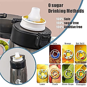 GoldenPlayer Air Water Bottle, With 7 Flavor Pods, BPA-free, 0 Sugar, 0 Calories, 650ML, Scented Water Bottle, Sports Water Bottle, Portable Water Bottle with Straw(Old Frosted Black)