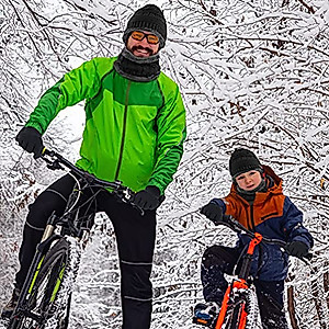 Kid Hat Scarf Gloves Set - Winter Knit Beanie Cap Neck Warmer Touch Screen Mitten Boy Girl 5-10 Year