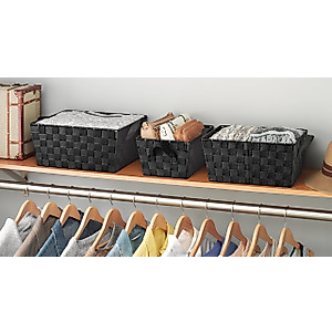 Whitmor Woven Strap Storage Baskets Set of 3 Black