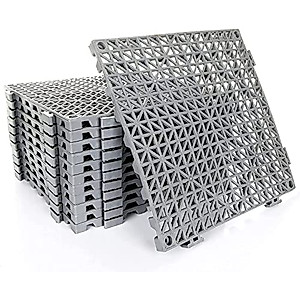 YOUNTHYE 12 Pack 12 x 12 Inch Interlocking Drainage Tiles Rubber Outdoor Tiles Splicing Waterproof Mat for Patio Pool Mats for Deck No-Slip Modular Interlocking Cushion for Shower Kitchen Yard Balcony