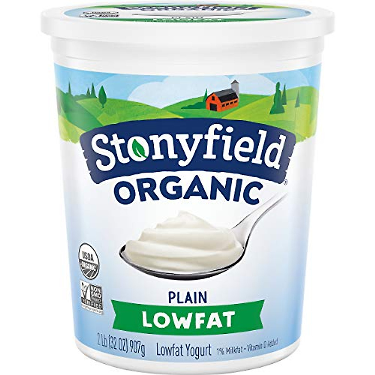 Stonyfield Organic Lowfat Yogurt, Plain, 32 oz. – 7g of Protein, Multiserving Yogurt Snack & Cooking Substitute
