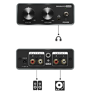 MANAYO Phono Preamp, Professional Mini Preamp for Turntable/Vinyl Record Player. Stereo Phonograph preamplifier Designed with RCA Input/Output, Headphone Jack, Adjustable Volume and gain