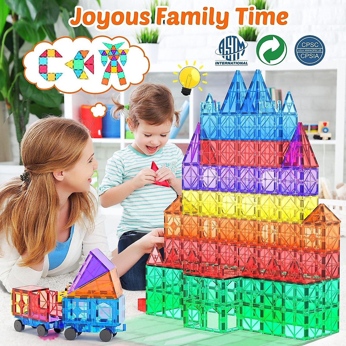 LUDILO 146PCS Magnetic Tiles Building Blocks Set for Kids Magnetic Blocks Magnet Tiles Building Toys 3D Clear Magnetic Toys Preschool Learning Stem Toys for 4 5 6 7 8 9 Year Old Girls Boys Xmas Gifts