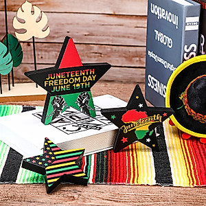 3 Pieces Independence Day Wooden Decoration Juneteenth Star Signs Patriotic Wood Star Table Signs for 4th of July Holiday Party Decoration