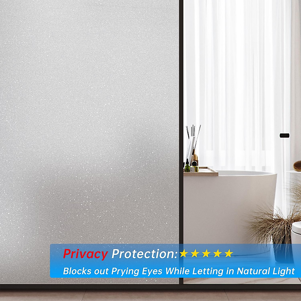 Frosted Glass Window Privacy Film Decorative, Bathroom Privacy Film for Glass Windows Cover, Static Cling, Removable, Reusable, Anti-UV, Anti-Glare, Heat Blocking,17.5X78.7Inch