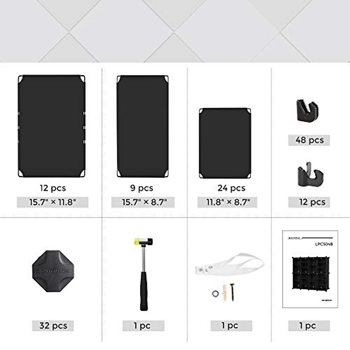 SONGMICS Shoe Rack, Interlocking Storage Organizer Unit, 20-Slot Rectangular Cube Storage with Hooks, Adjustable Shelves, Modular Cabinet, for Closet Entryway Hallway, Black ULPC504B01