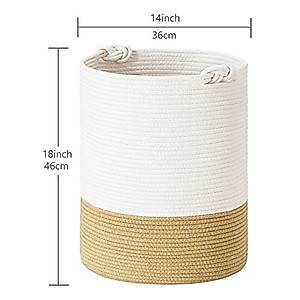 UBBCARE Large Cotton Rope Woven Basket 18 in x 14 in, Nursery Hamper Laundry Basket with Handles, Storage Bins for Toys and Blankets
