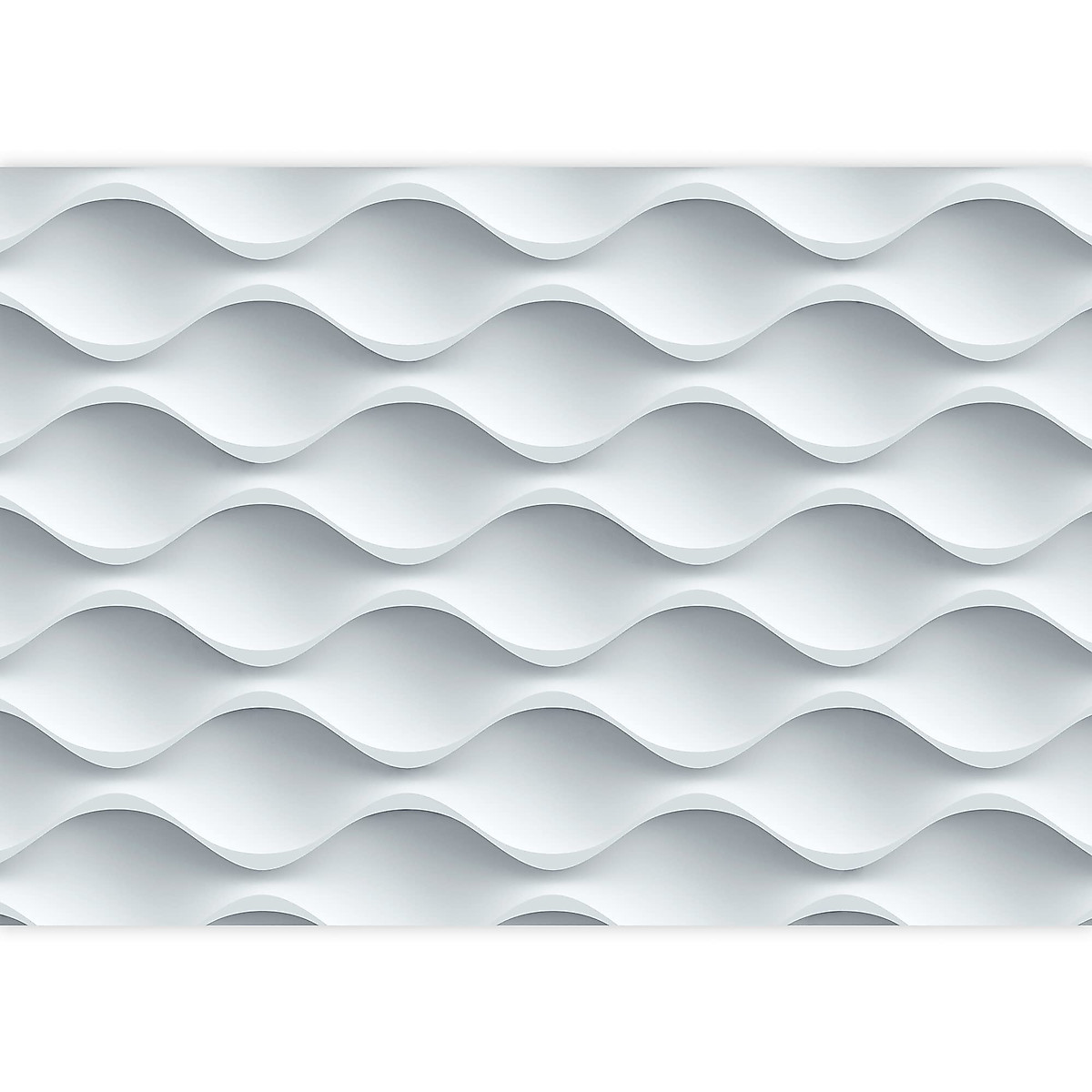 wall26 Removable Wall Sticker/Wall Mural 3D Geometric White Wave Pattern Abstract Shapes Digital Art Modern Art Panorama Multicolor Relax/Calm for Living Room, Bedroom, Office - 66x96 inches