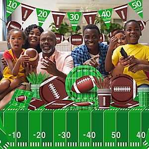 178Pcs Football Party Supplies-Football Plates and Napkins Kit Serve 25,Football Themed Tableware for Birthday,Game Day Party