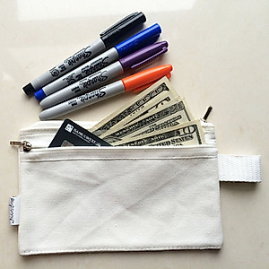 Augbunny 100% Cotton 16oz Canvas Zipper Makeup Pouch, Coin Purse, Cellphone Purse, Pen/Pencil Case 5-Pack