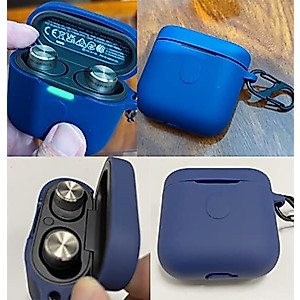 DAYJOY Soft Silicone Protective Case Cover Compatible with B&W/Bowers&Wilkins PI7/PI5 S2 Earbuds, Protective Skin Sleeve with Key Chain (Blue)