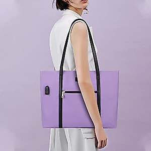Laptop Tote Bag, Large Women Work Bag Purse USB Teacher Bag Fits 15.6 Inch Laptop (15.6 Inch, Purple)