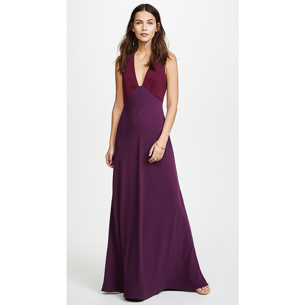 Jill Jill Stuart Women's Two Tone Vneck, Black Currant/Concord Grape, 12