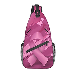 KUOAICY Breast Cancer Pink Ribbon Crossbody Bags For Women Men Chest Shoulde Hiking Travel Accessories Daypacks, One Size