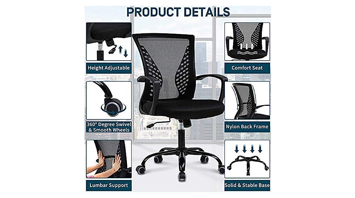 Ergonomic Office Chair with Lumbar Support and Breathable Mesh ...