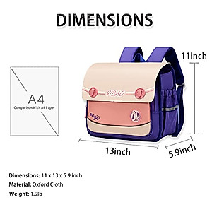 KEBI Japanese Backpackcute Backpacks for Girls，Kids Backpack for Girls School Backpack for 7 to 12 years Schoolbag(Apricot Pink Cute Horse)