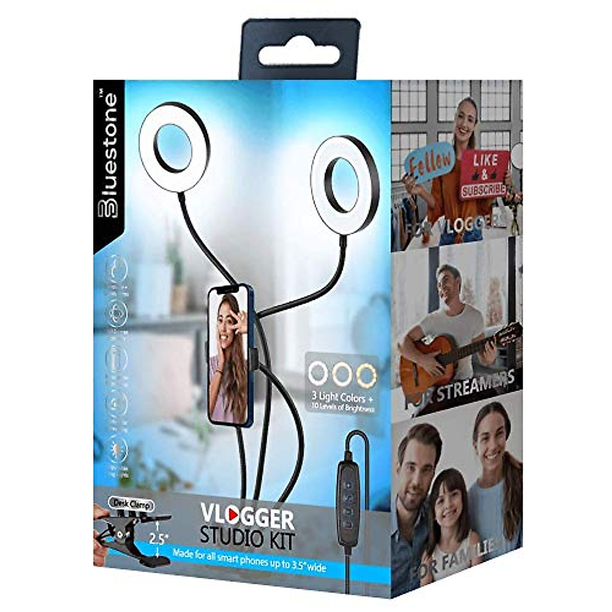 ZV-1 Digital Camera (Black) with Bluestone USB Dual Ring Light Deluxe Vlogging/Streaming Bundle. Includes: Wind Screen, SanDisk Extreme 64GB Card, 12” Gripster Tripod, & Much More.