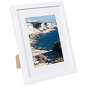 BOANKODU 8x10 Picture Frame Set of 2, Made of High Definition Transparent Plastic for 5x7 with Mat or 8x10 Without Mat, Wall Mounting Photo Frames, White